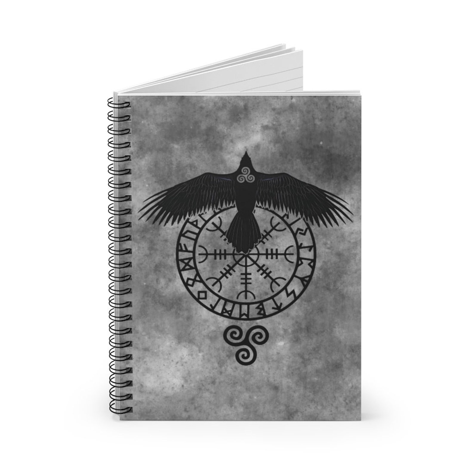 Runic Raven Spiral Notebook, Helm of Awe, Helm of Terror, Norse Symbol ...