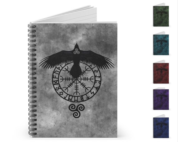 Runic Raven Spiral Notebook Helm of Awe Helm of Terror - Etsy