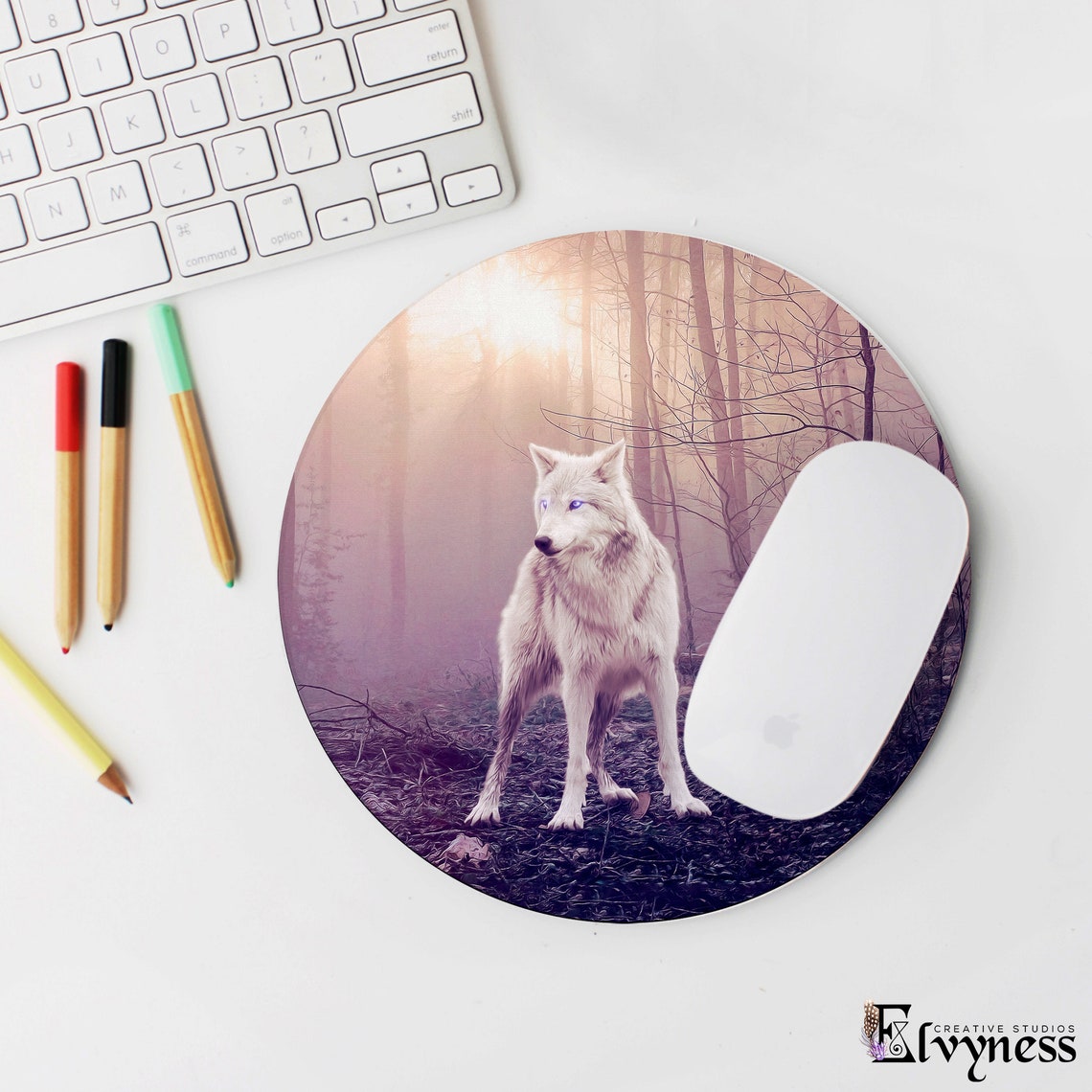Wolf Mouse Pad Round Or Rectangle Computer Mouse Pad Desk | Etsy