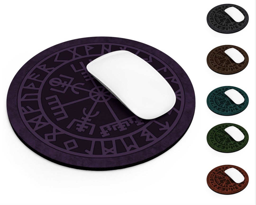 Runic Vegvisir Round Mouse Pad, Viking Symbol, Norse Pagan Symbol, Desk ...