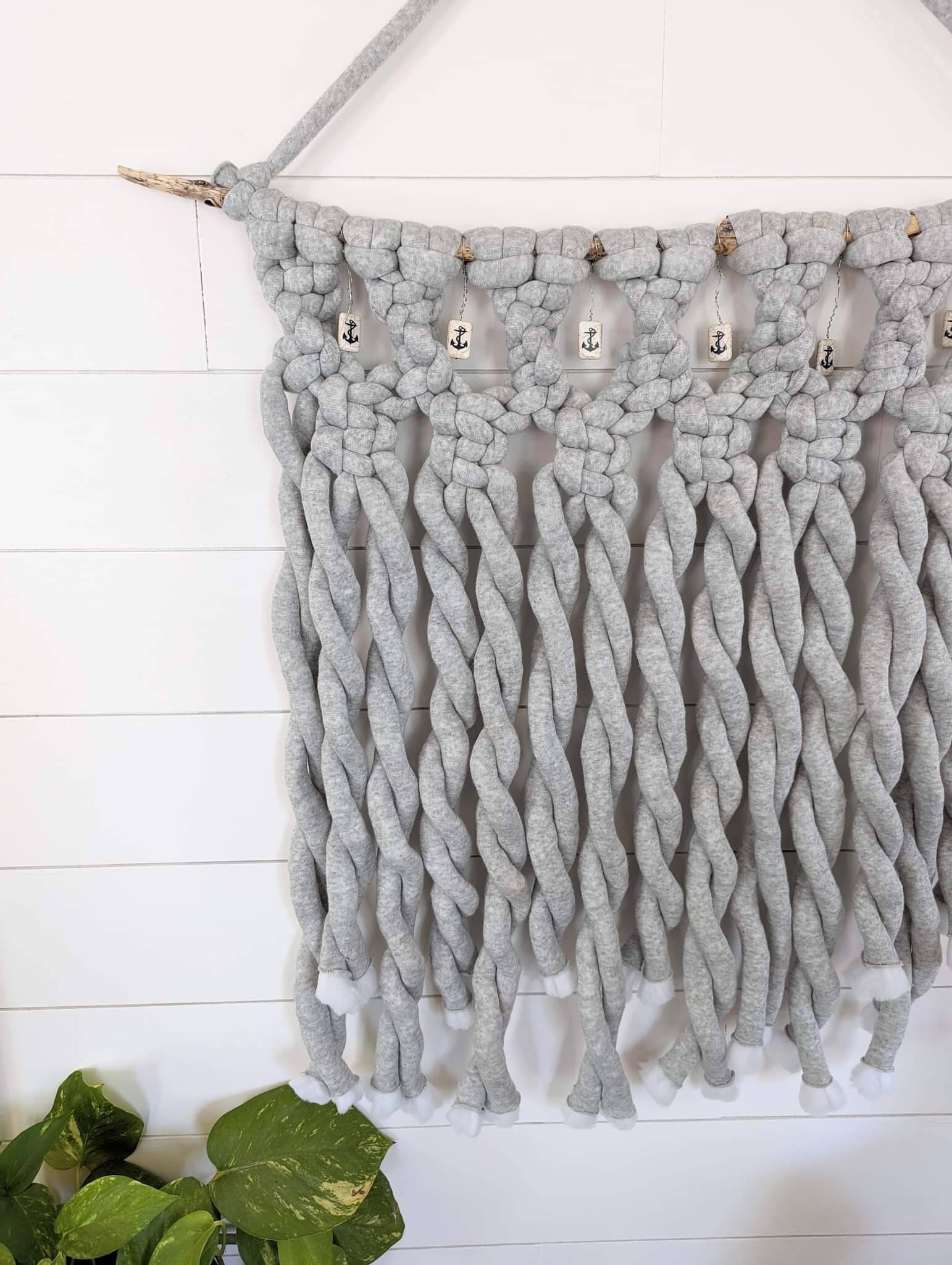 Gray Nautical Macrame W/ Anchor Tiles - Etsy