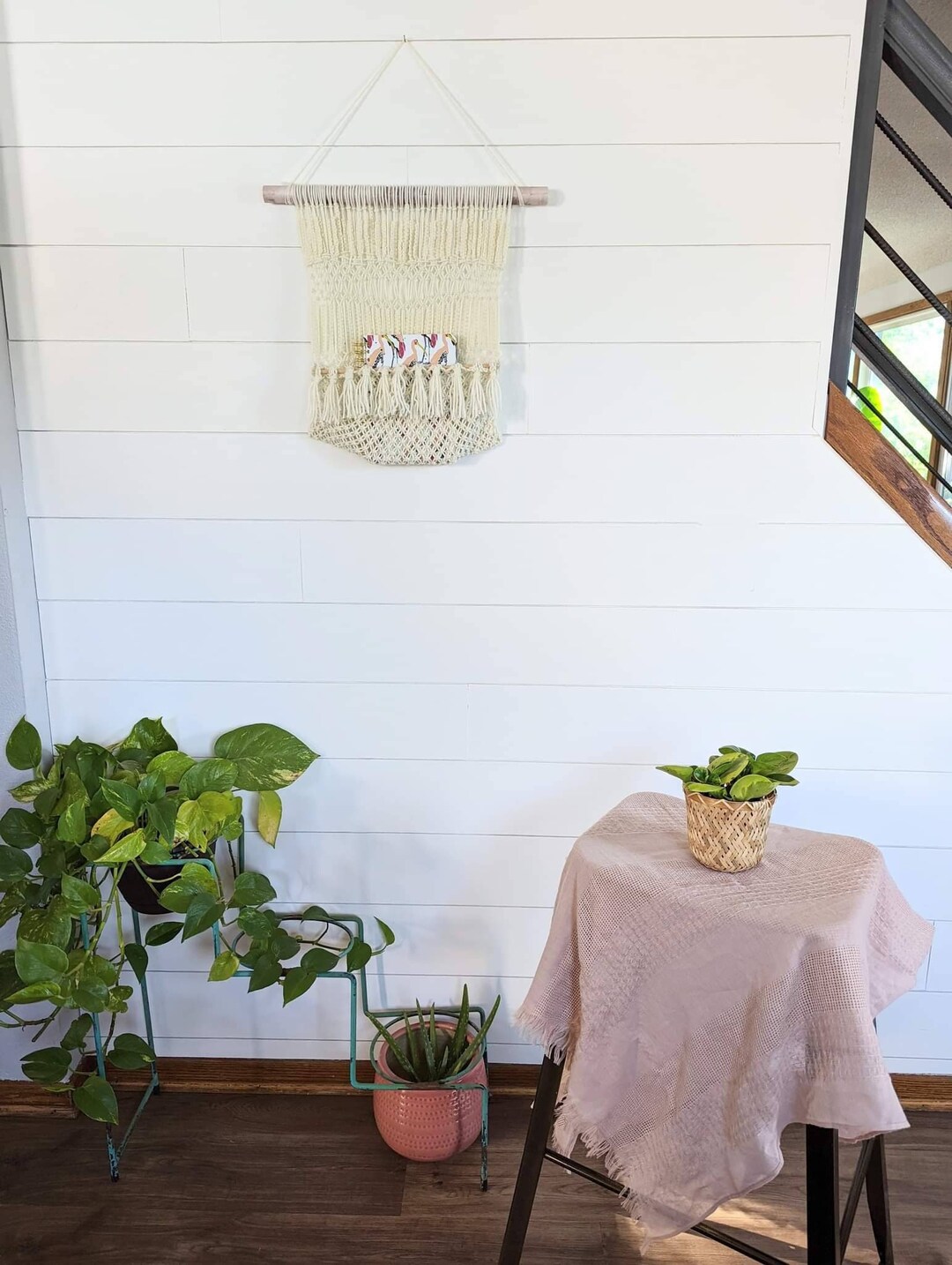 Cream Colored Hanging Macrame Wall "pocket" With Storage for Cards ...