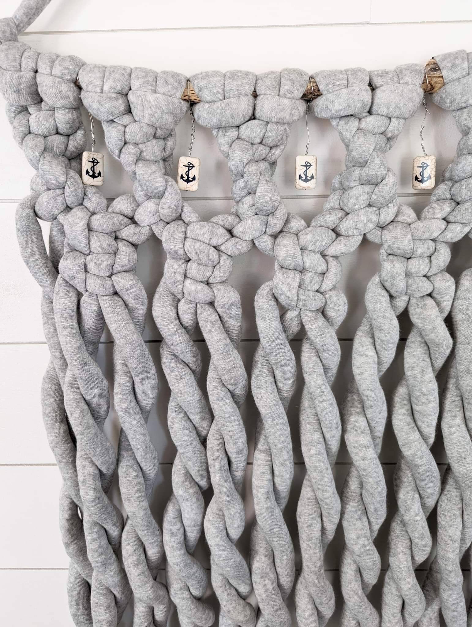 Gray Nautical Macrame W/ Anchor Tiles - Etsy