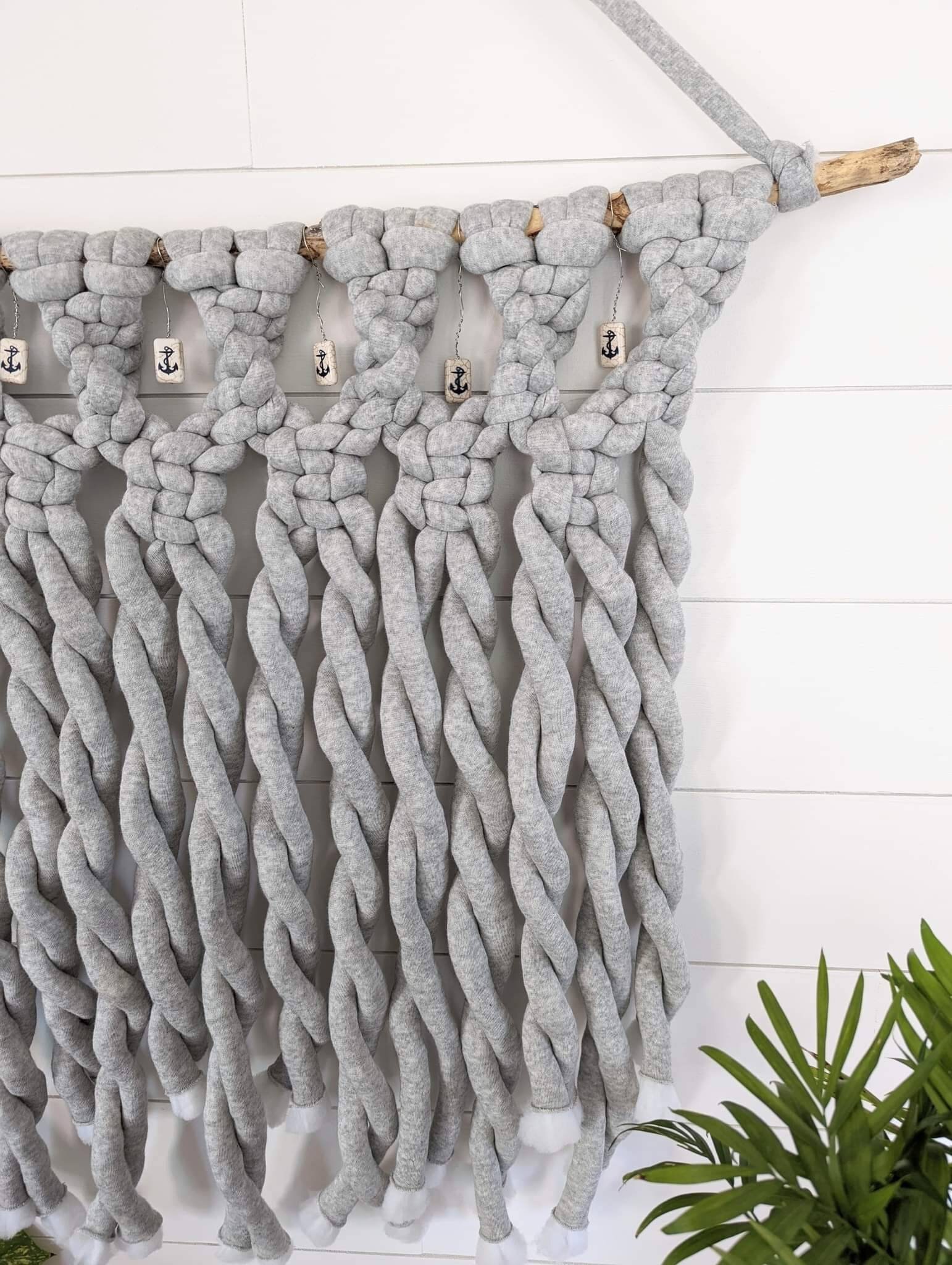 Gray Nautical Macrame W/ Anchor Tiles - Etsy