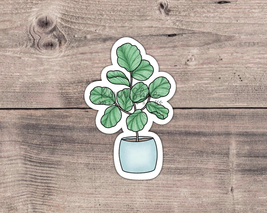 Fiddle Leaf Fig Tree Plant Leaf Vinyl Sticker - Plant Leaf Decal ...