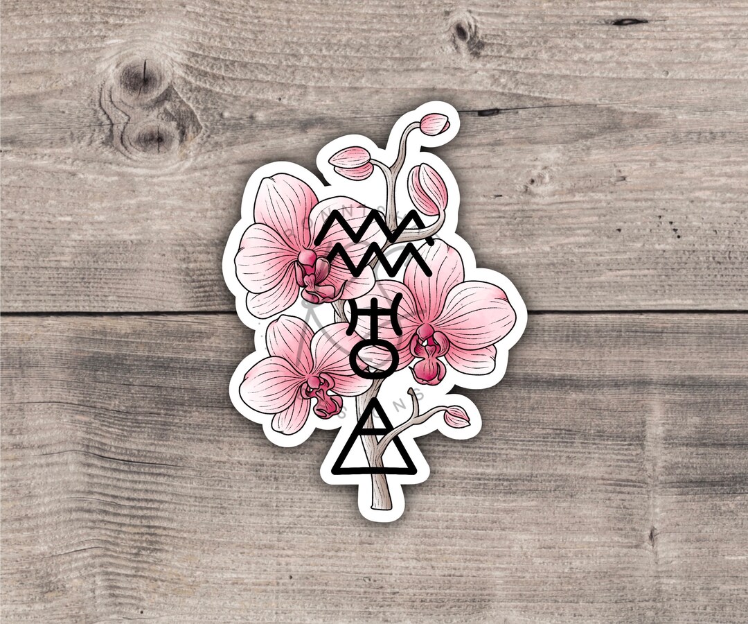 Aquarius Zodiac Sticker | Orchid Flower Astrology Vinyl Decal - Etsy