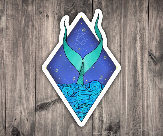 Mermaid Tail Sticker Ocean Waves Vinyl Sticker Die Cut - Etsy