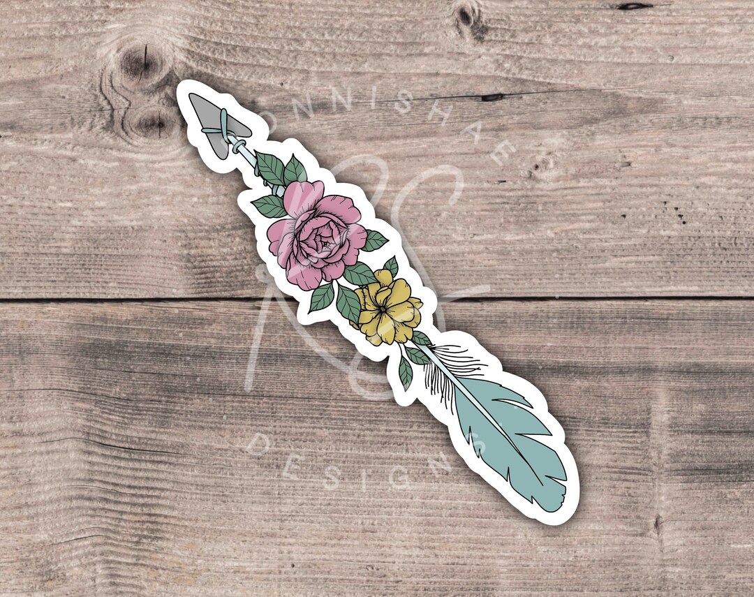 Floral Arrow Vinyl Sticker - Etsy