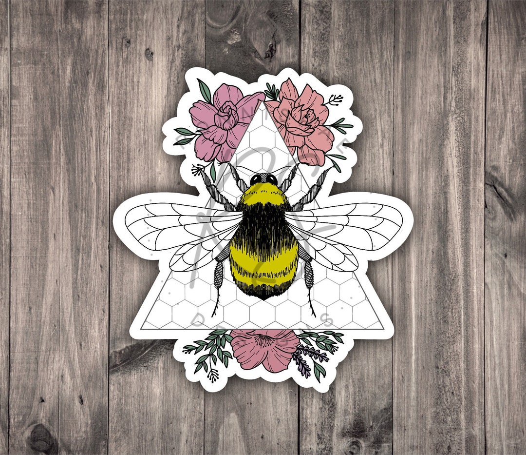 Bee and Flowers Sticker - Etsy