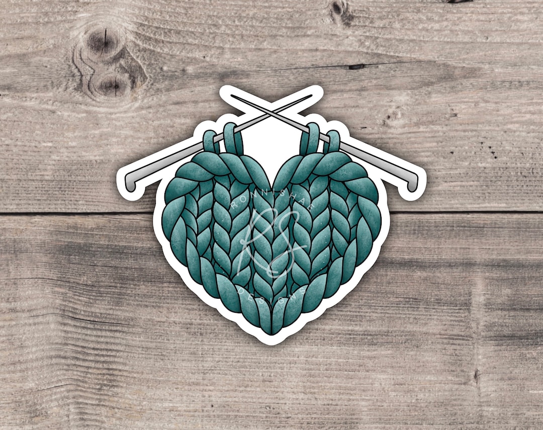 Knitting Heart Vinyl Decal Sticker | Digital Watercolor | Vinyl Sticker ...