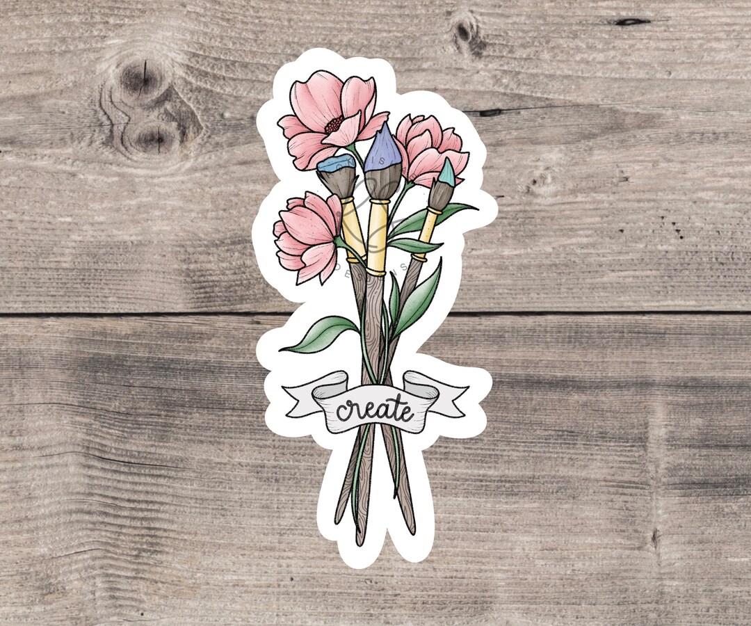 Artistic Create Paintbrush Vinyl Decal Sticker | Digital Watercolor ...