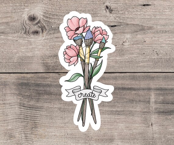 Artistic Create Paintbrush Vinyl Decal Sticker - Etsy