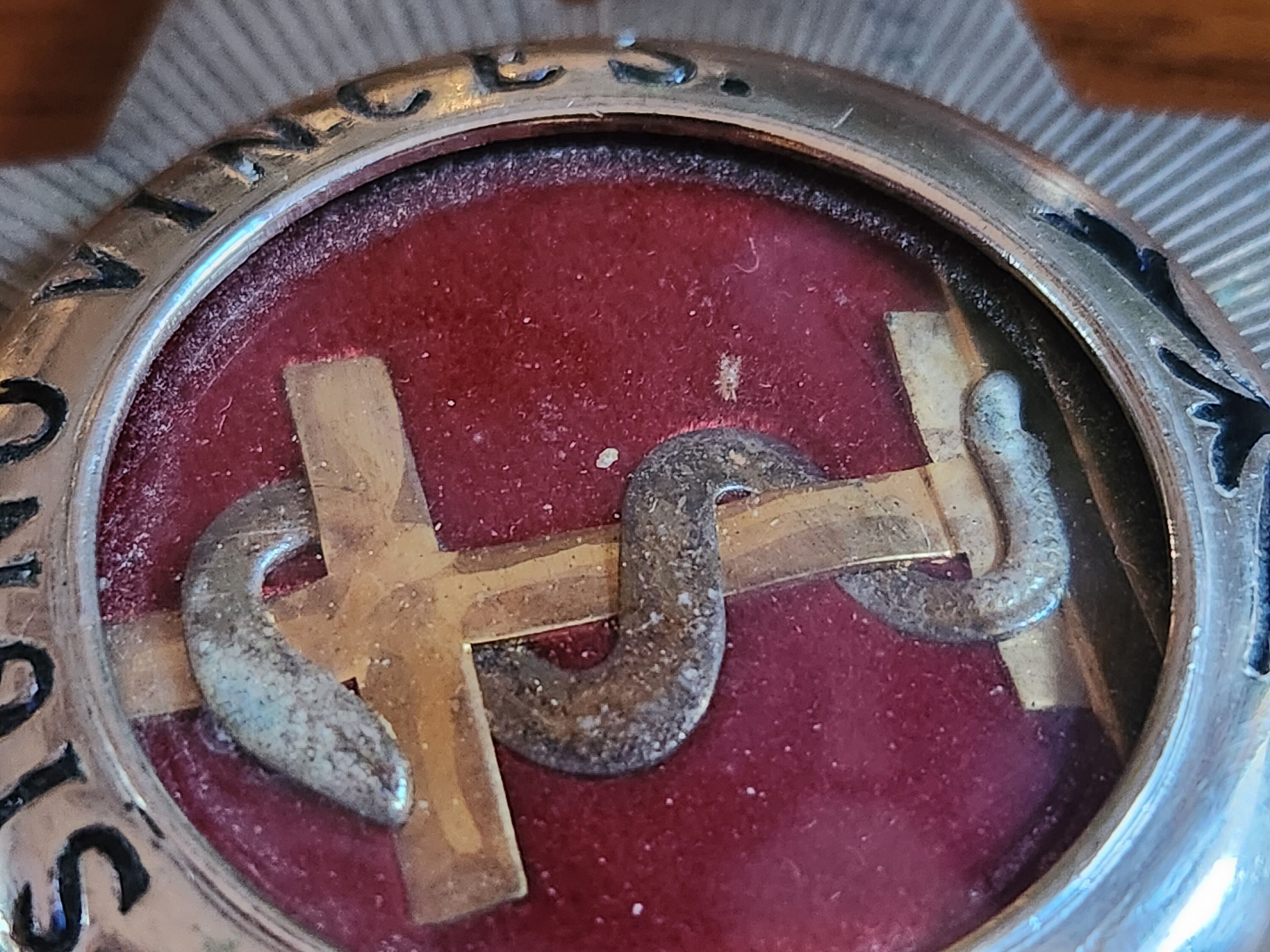 Antique 1900's Silver Tone Masonic Knights Templar Medallion Snake ...