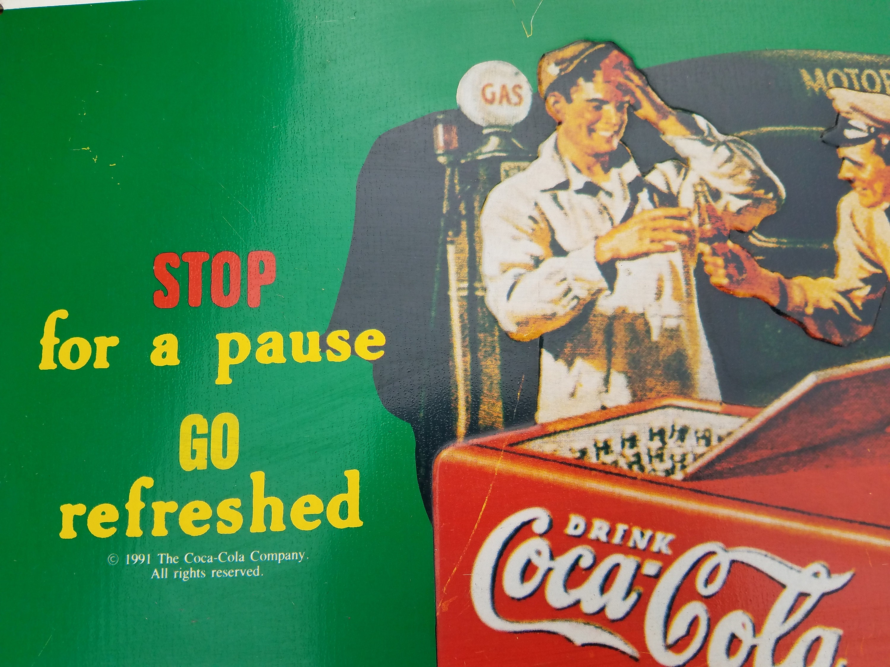 Retro Tin Coca-cola Sign stop for a Pause GO - Etsy