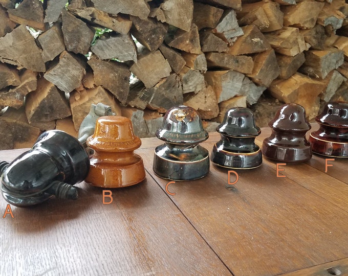 Vintage Brown Electric Insulator, Glass Porcelain Insulator, Antique ...