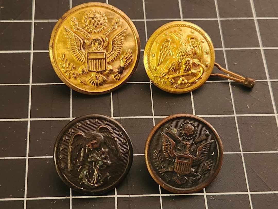 Antique WWI & WWII Brass Military Buttons - Connecticut and New York ...