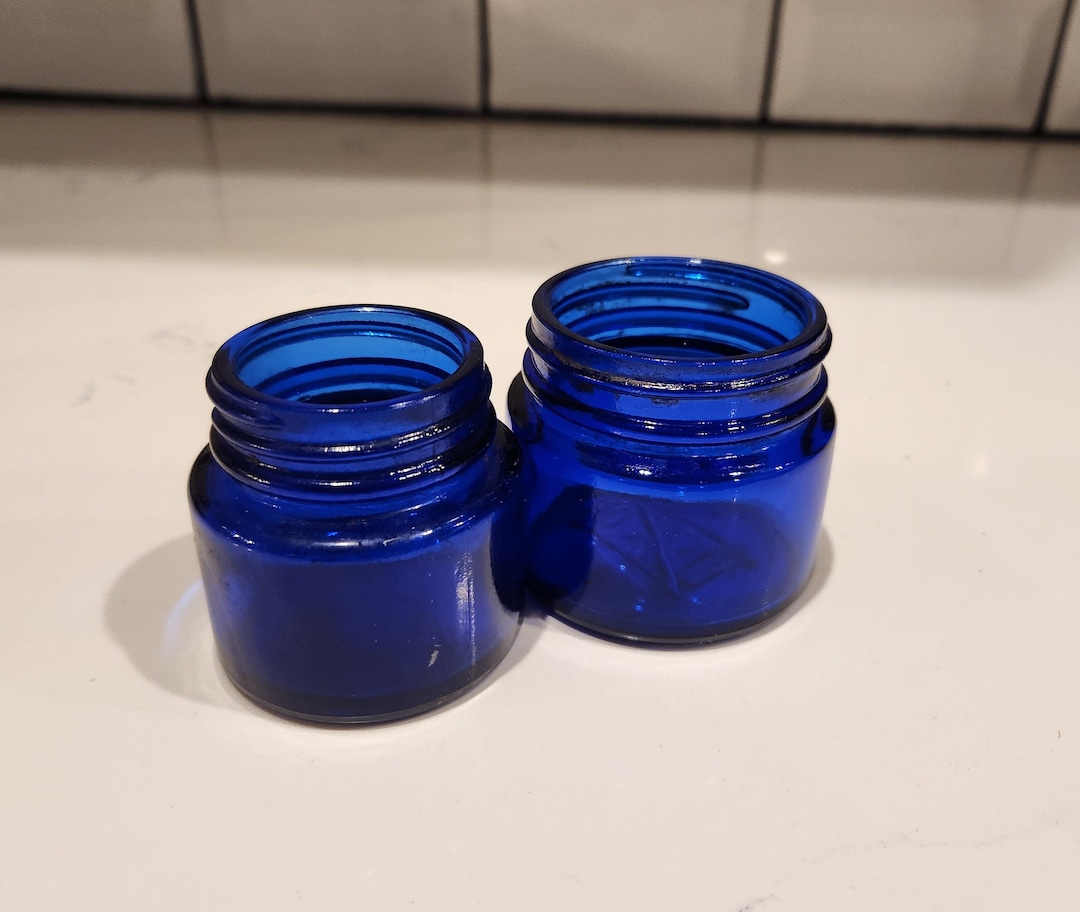 Vintage Cobalt Blue Glass Noxzema Jars - Sold Each - Etsy
