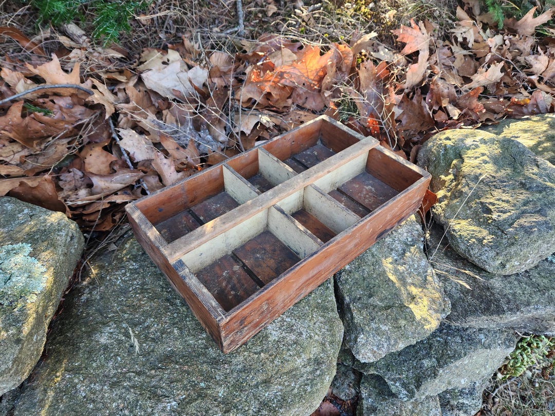 Antique Wooden Divided Tool Box Tray - Etsy