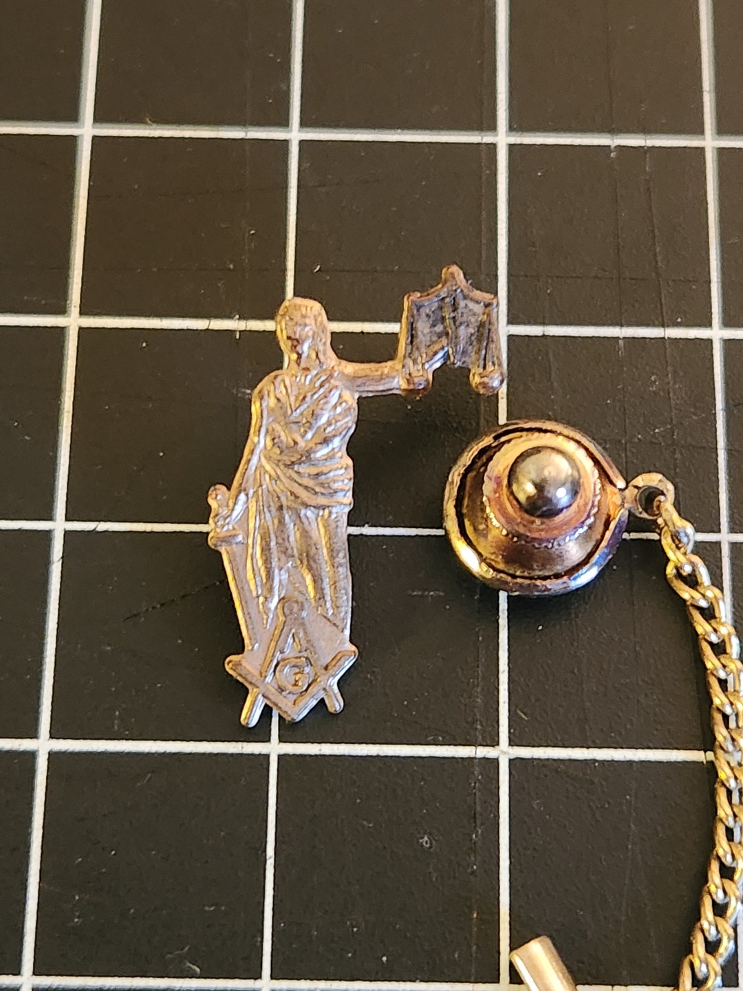Vintage Gold Tone Masonic Scales of Justice Lapel Pin or Tie Tack ...