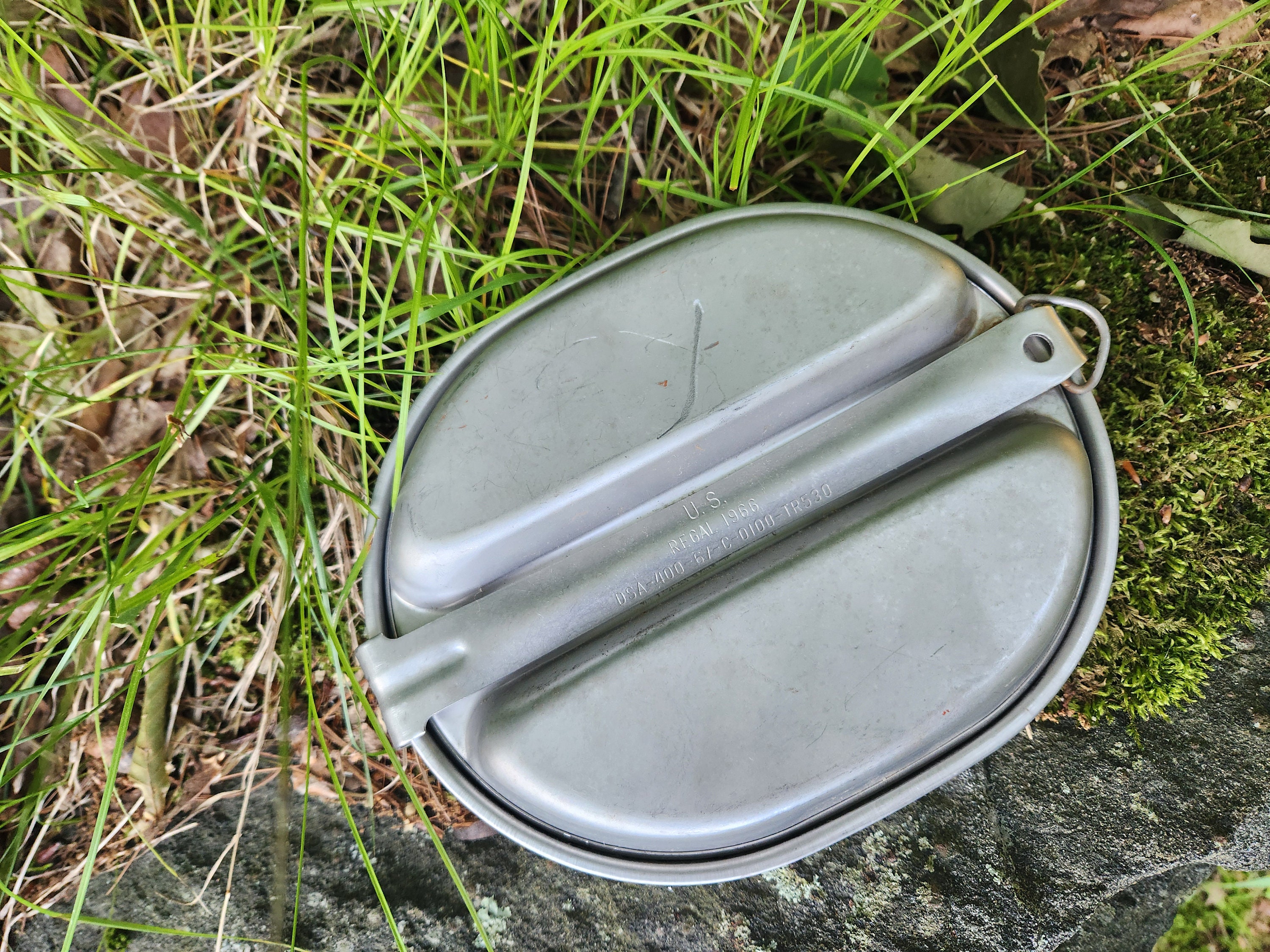 Antique Regal 1966 US Military Mess Kit Frying Pan, Plate, Fork & Knife ...