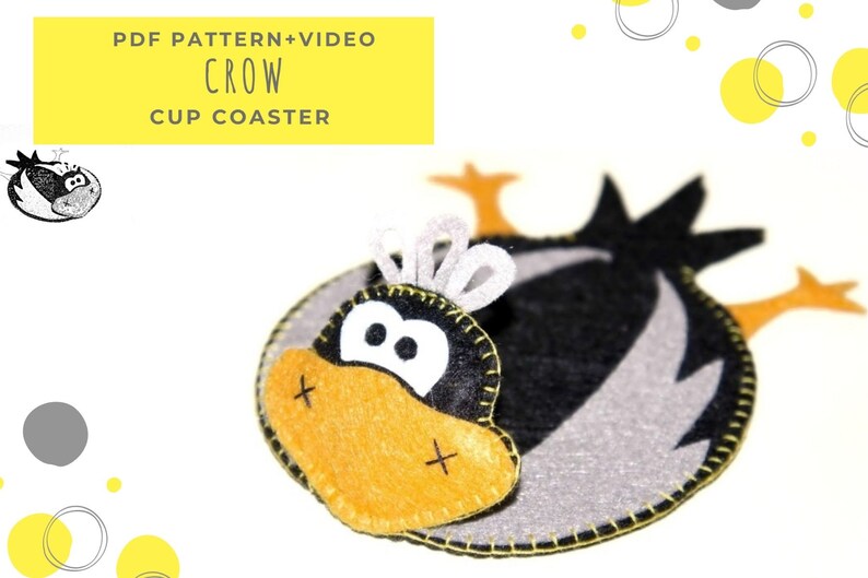 Crow. Easy PDF Sewing Pattern & Tutorial Video DIY felt | Etsy