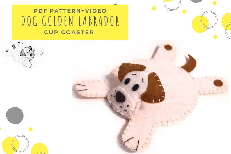 Felt Coaster Pattern Golden Retriever Yellow Labrador. Easy - Etsy