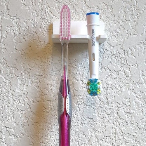 Double Toothpaste and Toothbrush Holder Wall Mounted Wooden - Etsy