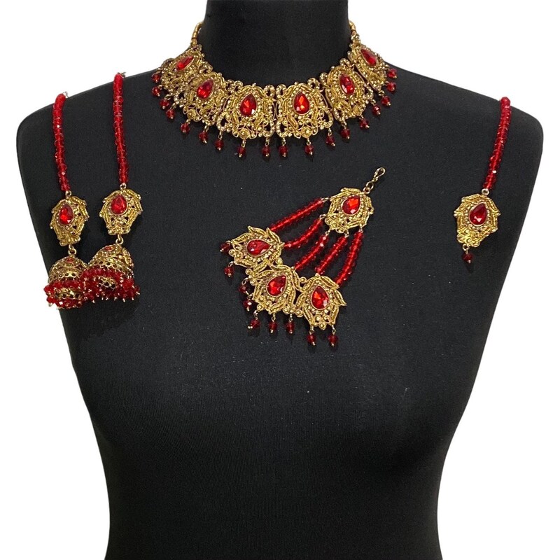 Red Necklace Set - Etsy