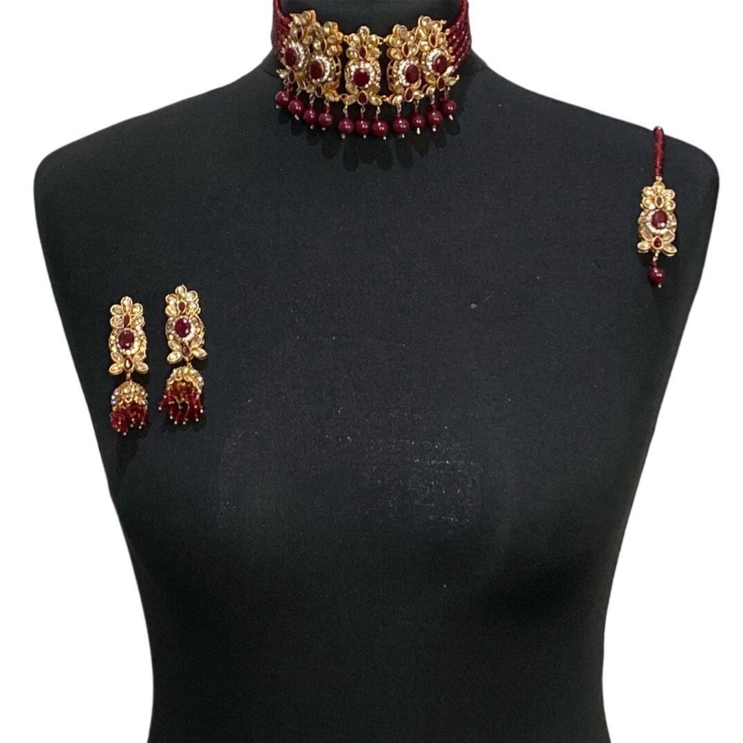 Maroon Pakistani Bridal Jewelry , Indian Bridal Jewelry , Pakistani ...