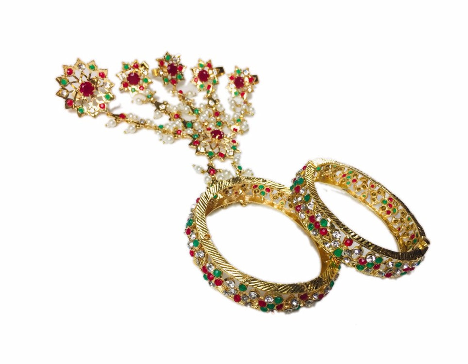 22ct Gold Plated Choori Green Red Panjagla Bangle Pakistani - Etsy