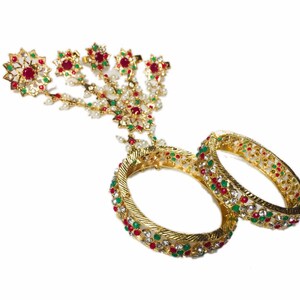 22ct Gold Plated Choori, Green Red Panjagla Bangle , Pakistani Choori ...