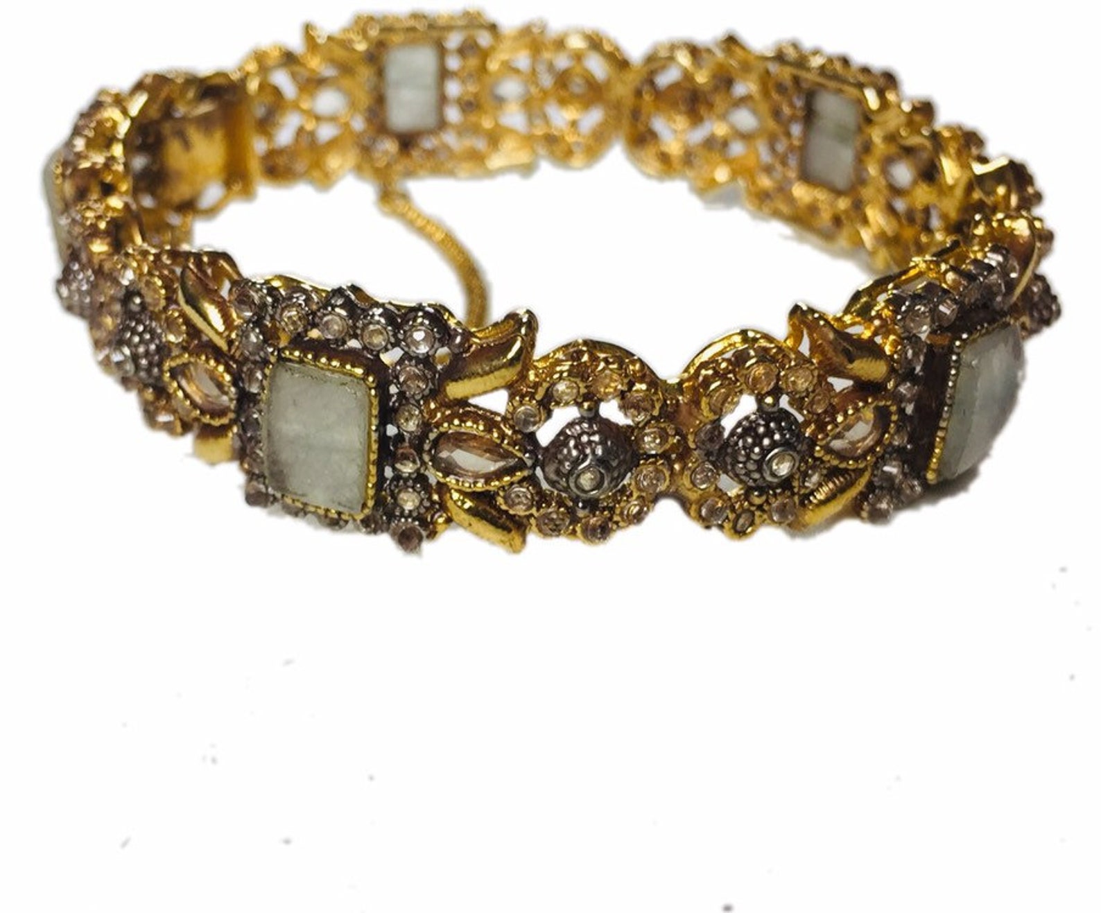 22ct Gold Plated Choori Grey Stone Bangle Pakistani Choori | Etsy