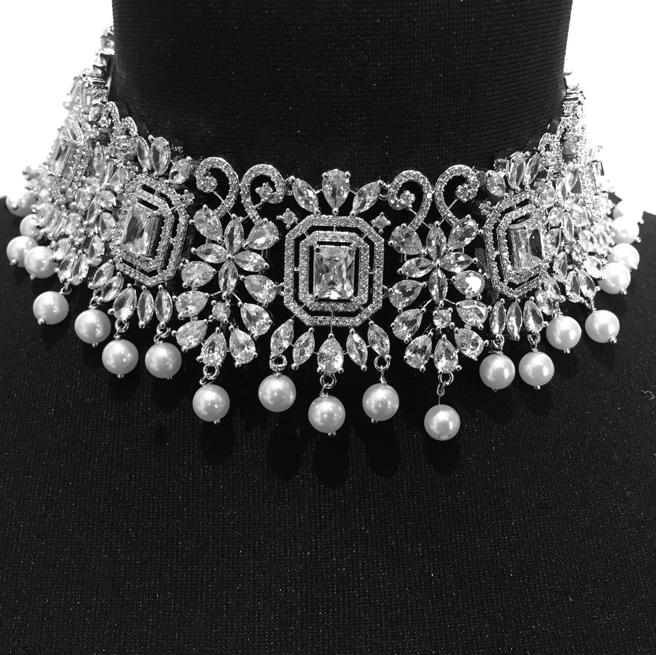 American Diamond Necklace Pakistani Necklace Cubic - Etsy