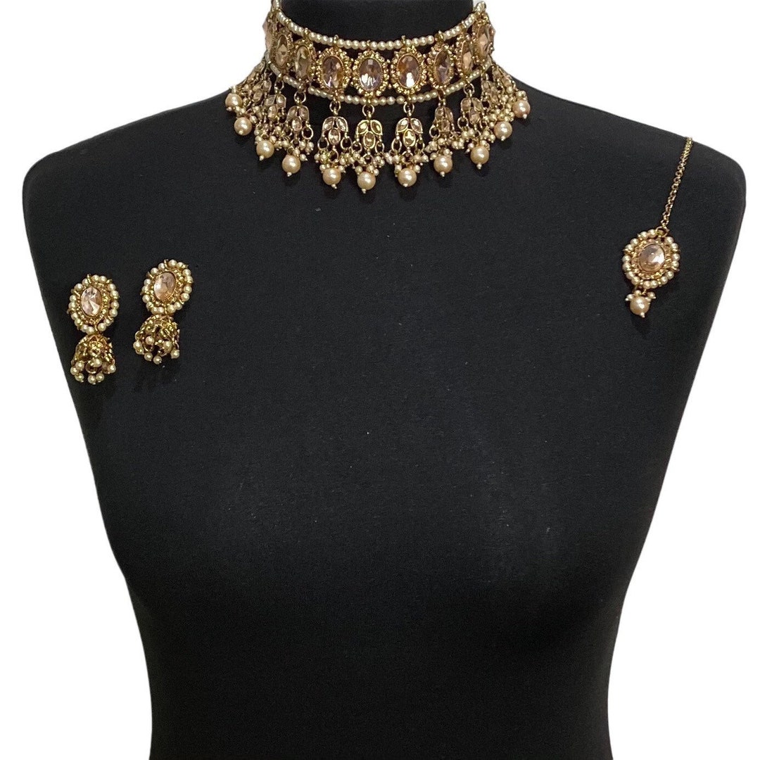Elegant Pearl Choker Set, Indian Pakistani Jewelry - Etsy