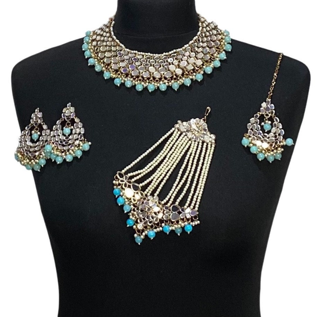 Mirror Pakistani Jewellery Pakistani Sky Blue Jewellery Pakistani ...