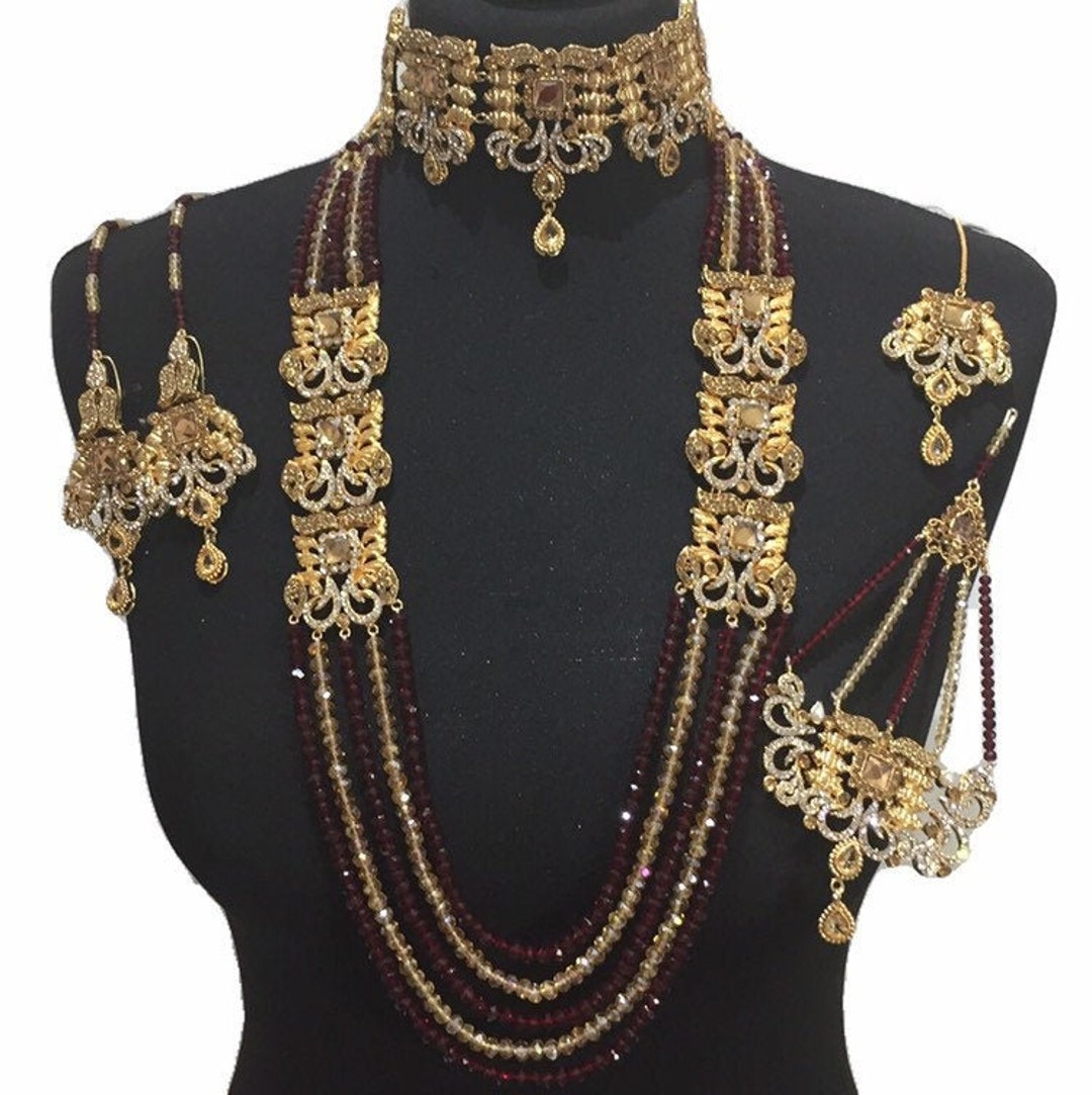 Maroon Pakistani Bridal Jewelry , Indian Bridal Jewelry , Pakistani ...