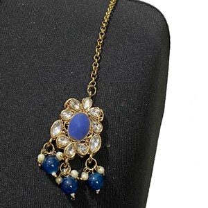 Navy Blue Gold Diamonte Pakistani Jewellery Pakistani Collar Necklace ...