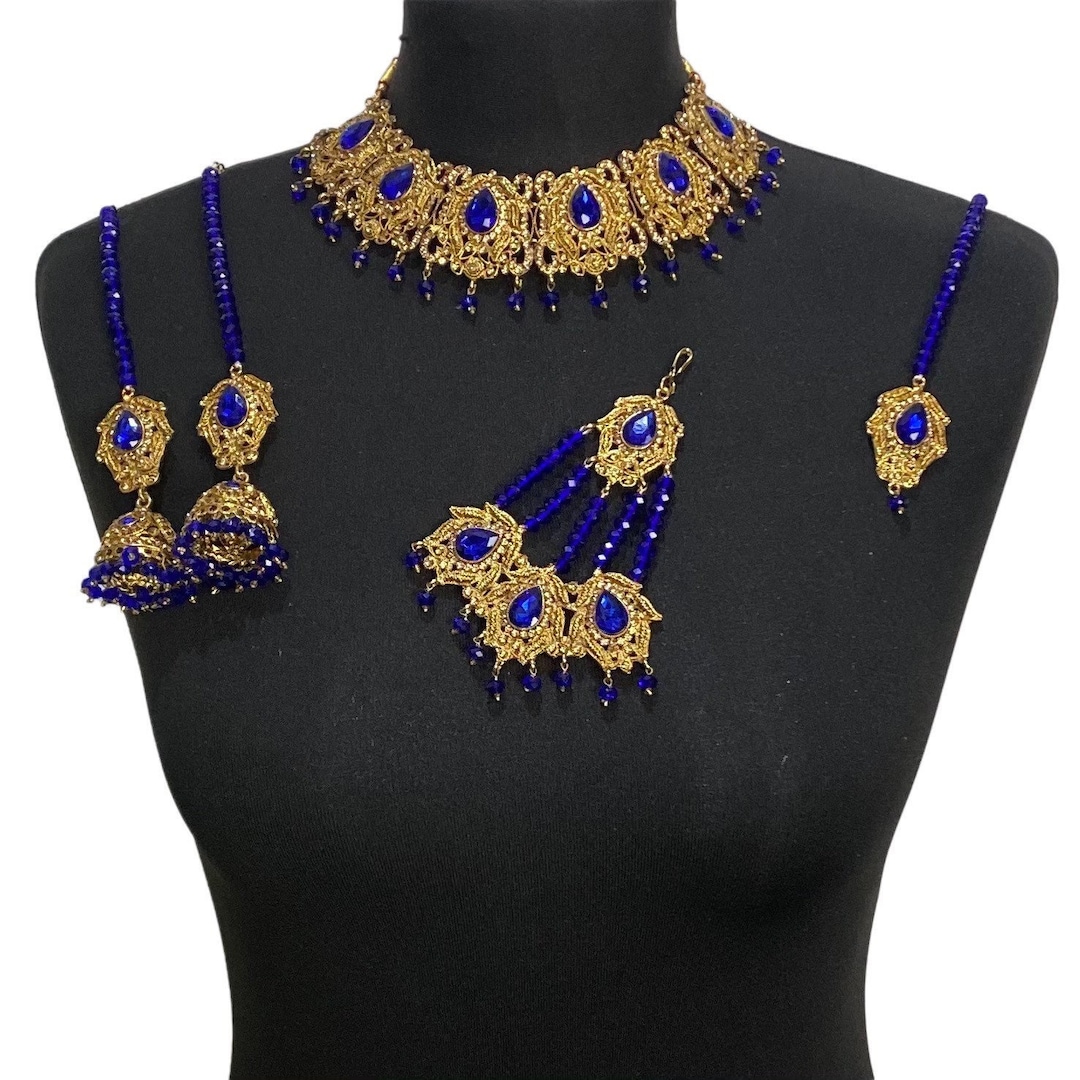 Pakistani Jewellery Royal Blue Jewellery Indian Choker - Etsy