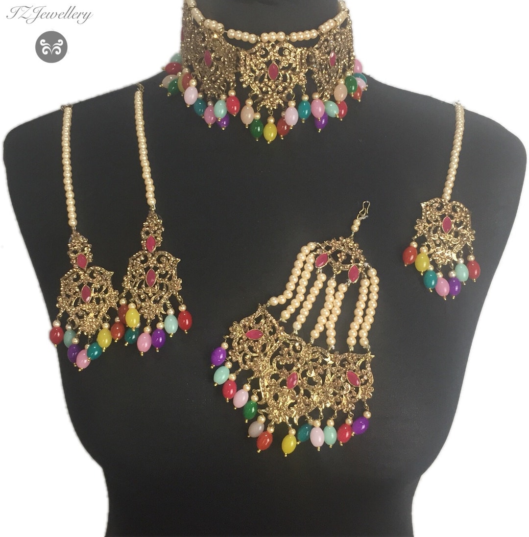 Mehndi Jewelry , Sangeet Jewelry, Mehendi Jewelry , Multicoloured ...