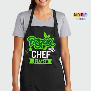 Personalized Vegan Chef Apron, Vegan Apron, Vegetarian Chef Apron, Gift ...