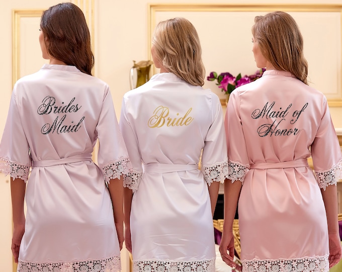 Mrs Satin Lace Robe White Bride Robe Satin Lace Personalized - Etsy