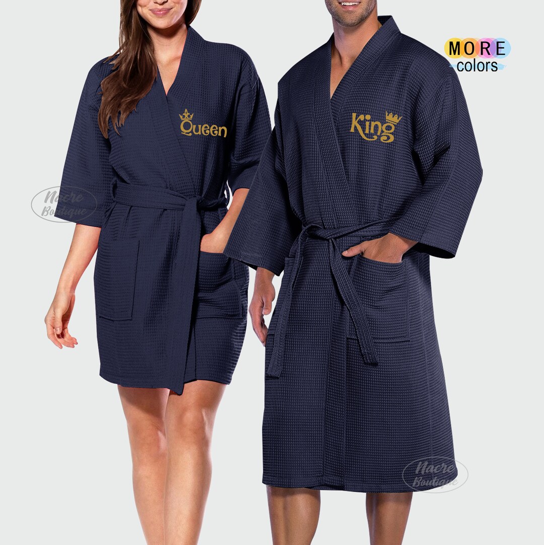 King and Queen Robes, Couple Matching Robes, Personalized Waffle Spa ...