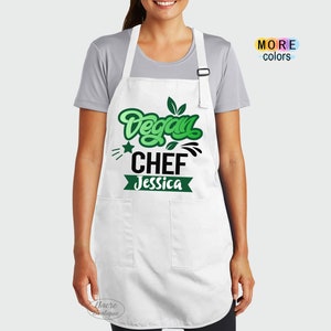 Personalized Vegan Chef Apron, Vegan Apron, Vegetarian Chef Apron, Gift ...