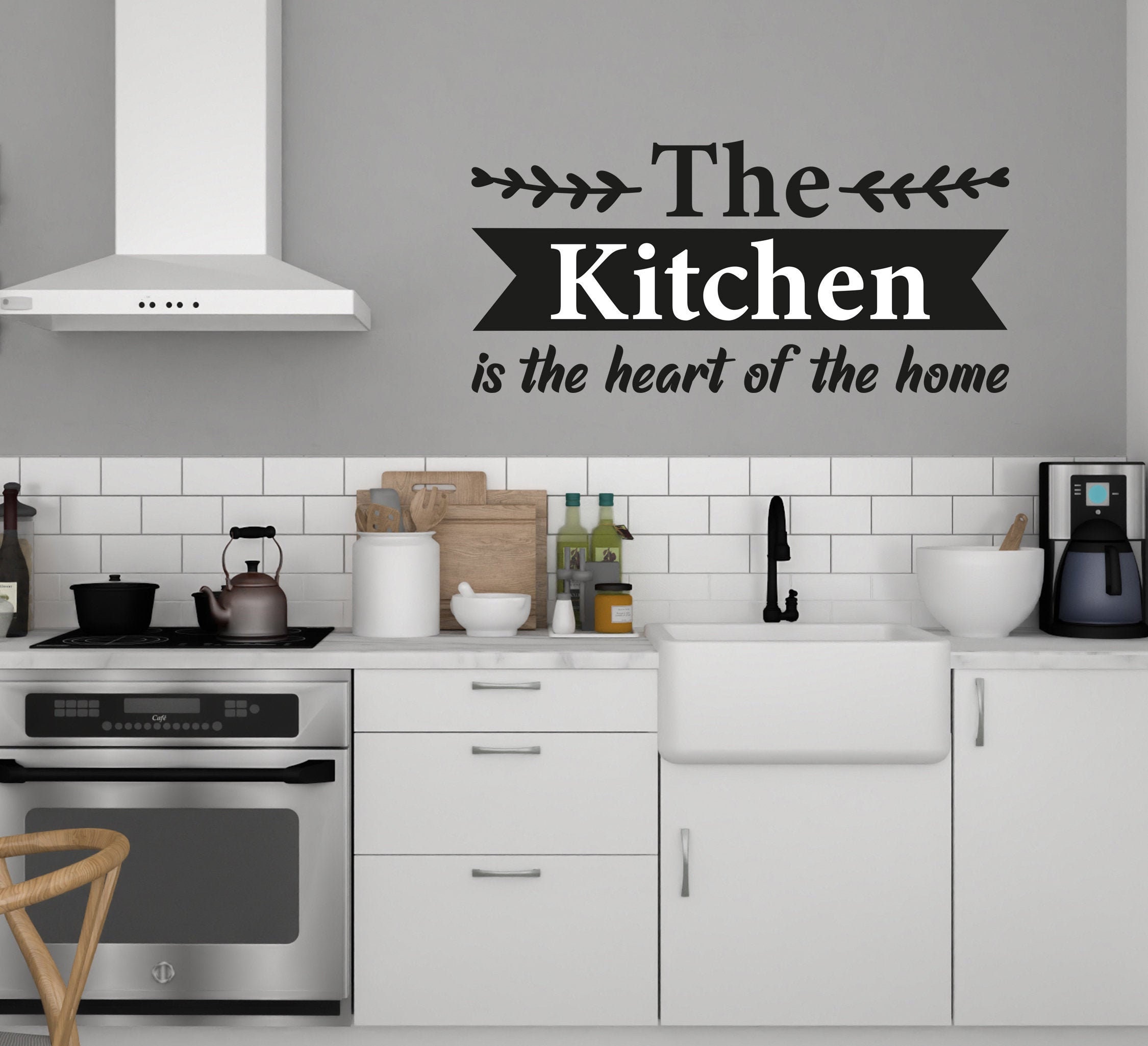The Kitchen is The Heart of The Home Wall Decal Kitchen Wall | Etsy
