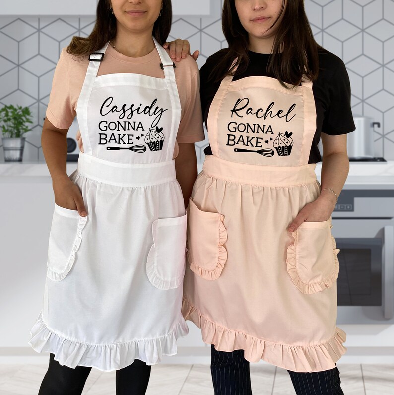 Custom Gonna Bake Ruffled Apron Bakery Apron Custom Kitchen - Etsy