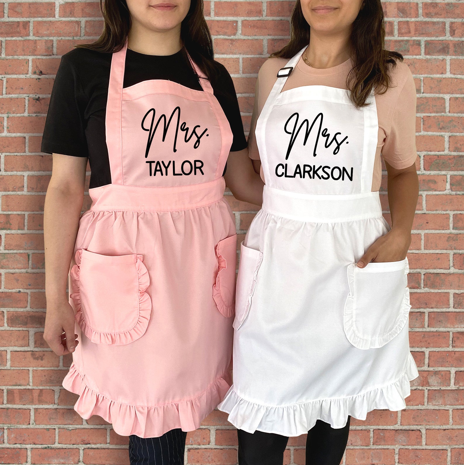 Personalized Ruffled Apron Custom Name Women Apron Mrs - Etsy
