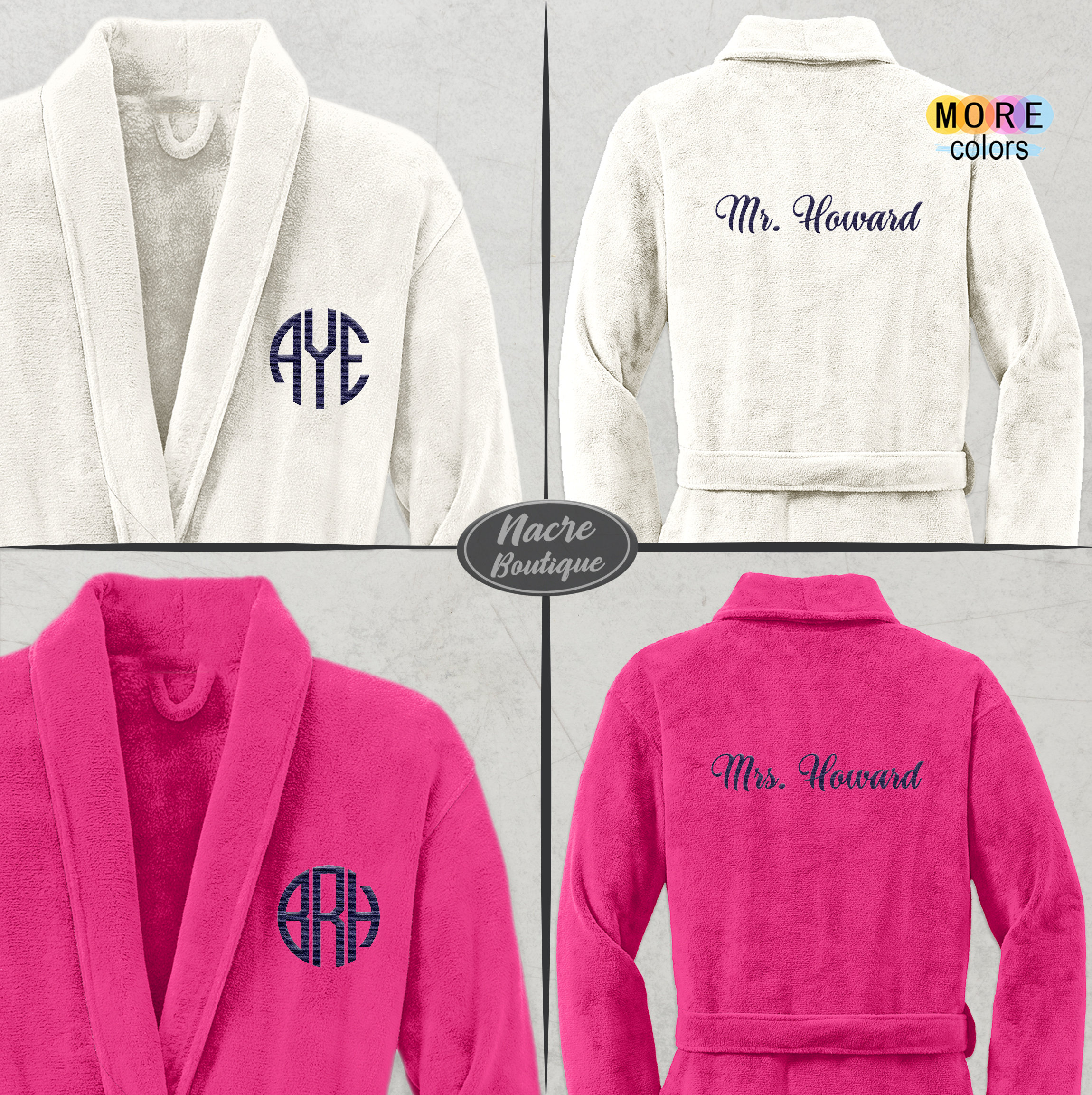 Custom Embroidered Robe Personalized Robe Mr and Mrs Robes - Etsy