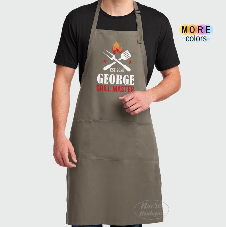 Grill Master Personalized Men's Apron, Dad's BBQ Apron, Personalized ...