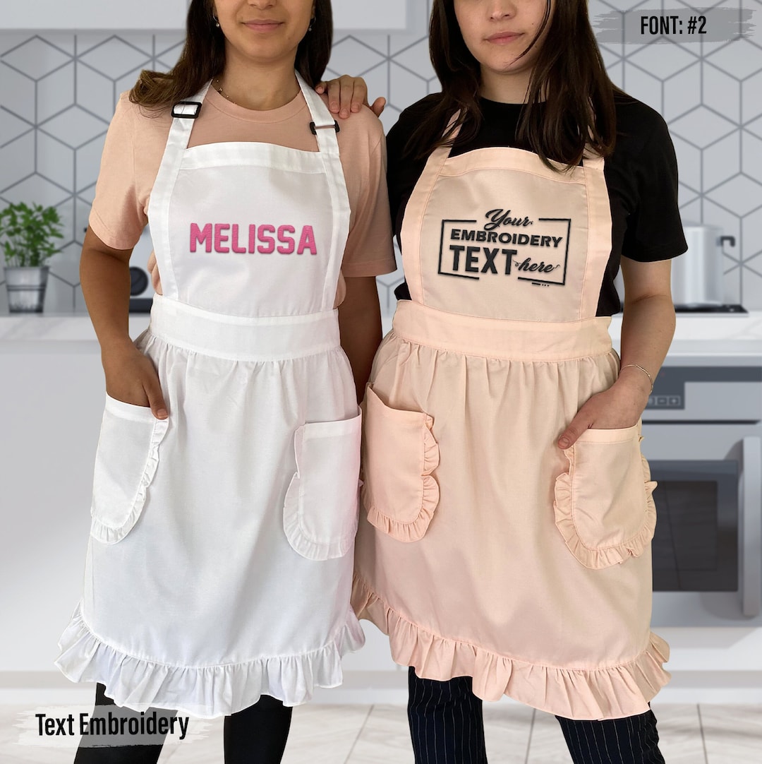 Custom Design Women Ruffled Apron, Custom Logo Embroidered Aprons ...