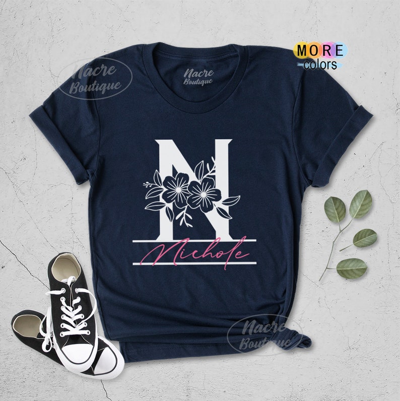 Personalized Monogram Shirt, Floral Tee Shirt, Custom Name Shirt ...